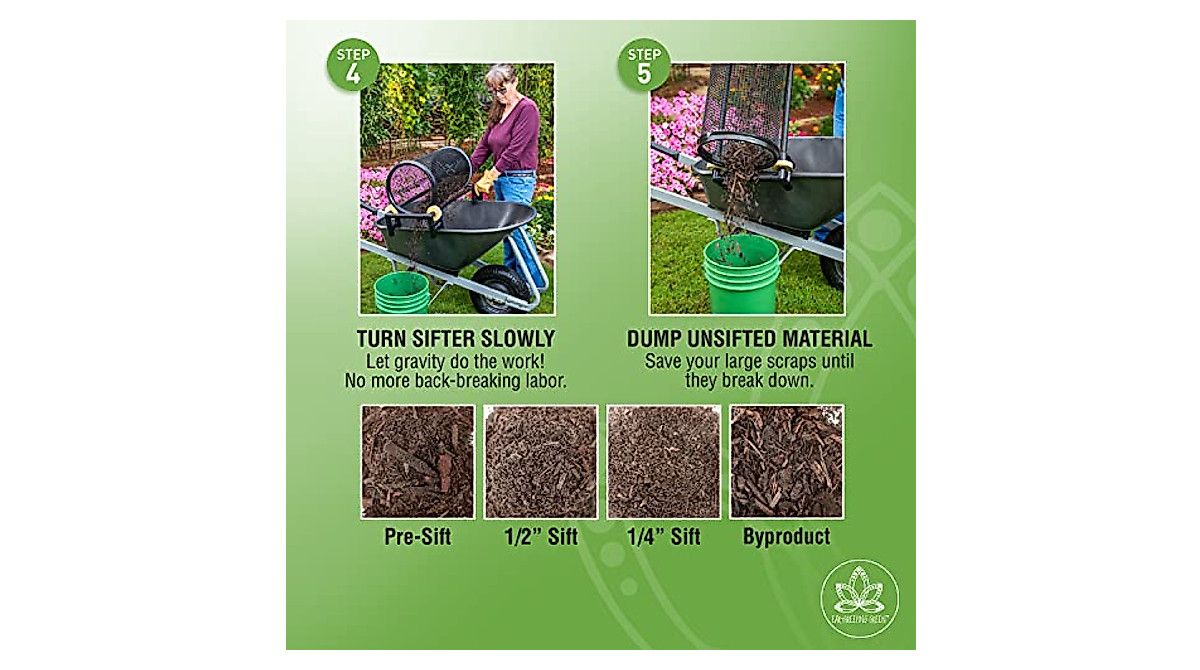 Rolling Garden Sifter with 1/2 in. Heavy Duty Screen and Accessories (1 ...