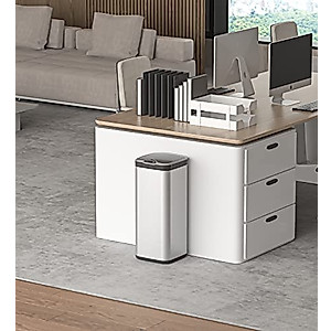 Square Stainless Steel ELPHECO 8 Gallon Sensor Trash Can with Lid, 30 Liter Automatic Kitchen Garbage Can, Slim Metal Trash Can for Home, Hotel, Office Building, Public Places