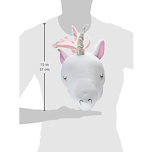 NoJo Little Love 3-D White/Pink Unicorn Stuffed Wall Hanging Decor, Fauxidermy - Nursery, Bedroom or Playroom Décor