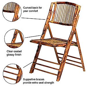 Commercial Seating Products Bamboo Folding Chairs, 4-Pack, Wood