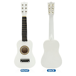 21 Inch Guitar Small Acoustic Guitar for Beginners 6- String Wooden Guitar White