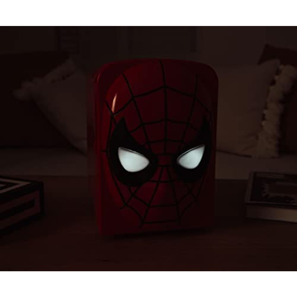 Marvel Comics Spider-Man 4-Liter Mini Fridge Thermoelectric Cooler With Light-Up Eyes | Holds 6 Cans | Small Refrigerator Drink Cooler for Soda, Beer, Skincare