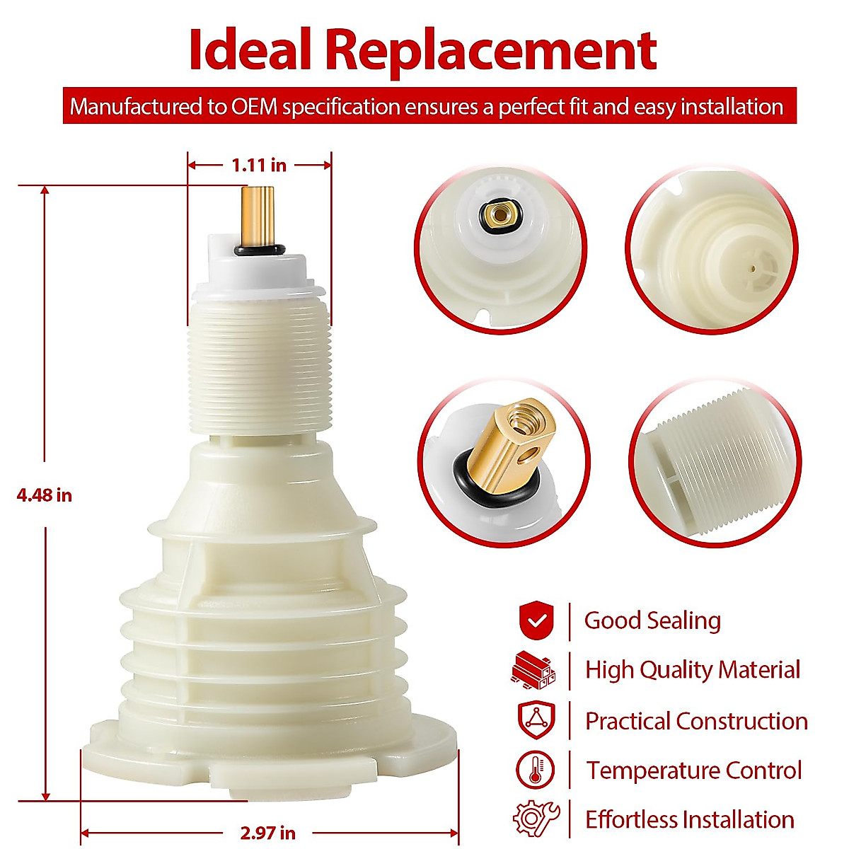 RP26755 Cartridge Top Assembly Sleeve Assembly for Delta Two-Handle Pressure Balance Shower Faucet 2300 Series for Temperature Control