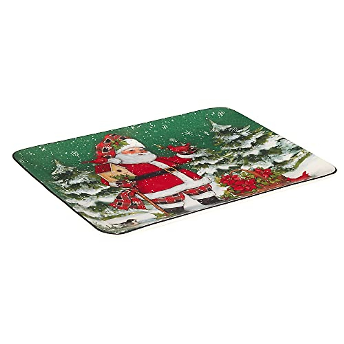 Certified International Christmas Lodge Santa Rectangular Platter, 16" X 12"