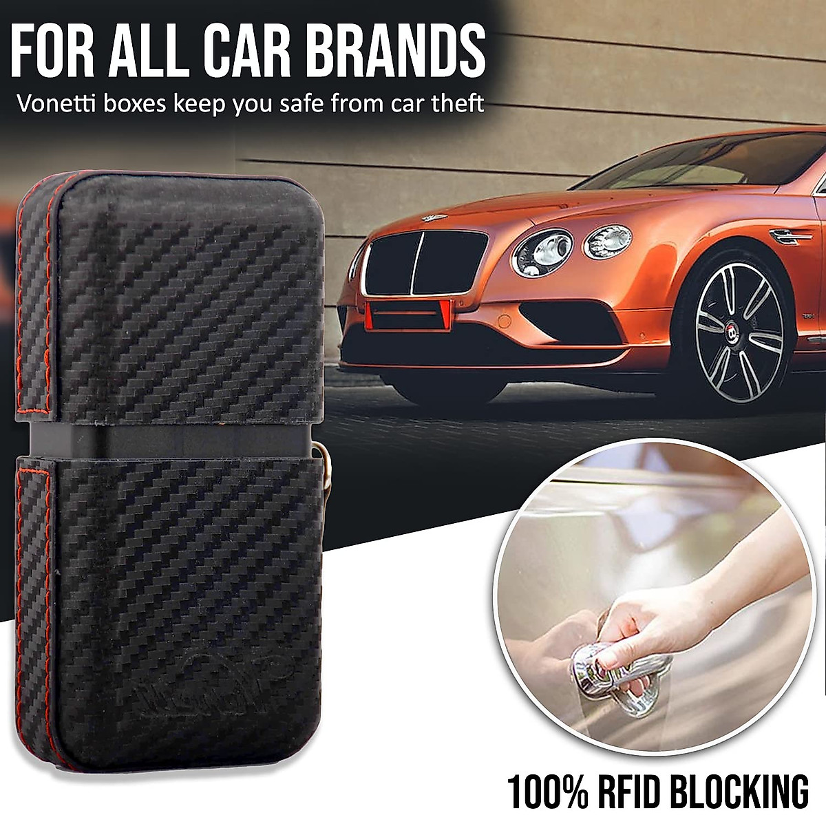 VONETTI Alpha Shield CARBONE - Premium RFID Signal Blocker Box - Smart Car Key Faraday Signal Protector, Keyless Go RFID Blocking Case, Crypto Wallet Safe Box, Signal Blocker Faraday Tin (Black)