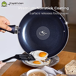 Pots and Pans Set,Aluminum Cookware Set, Nonstick Ceramic Coating, Fry Pan, Stockpot with Lid, Blue,10 Pieces