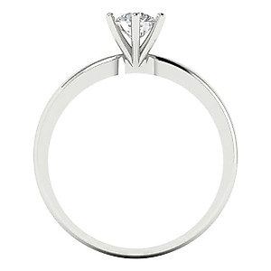 Clara Pucci 0.50 ct Round Cut Solitaire Moissanite Engagement Wedding Bridal Promise Anniversary Ring in 18K White Gold Size 11