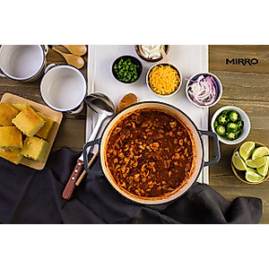 Mirro MIR-19059 4.8 Quart Cast Iron White Enamel Coated Interior Dutch Oven, Grey, Ready to Use