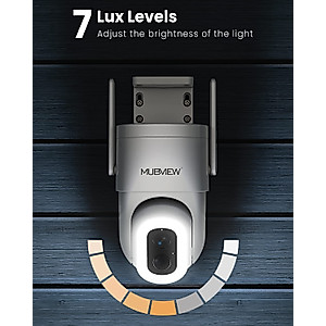 MUBVIEW Solar Security Cameras Wireless Outdoor, 2K Battery Powered Security Camera, Floodlight Camera with 800 Lumens Light & Siren, 360° PTZ, Color Night Vision, PIR Detection, 2.4GHz, IP66