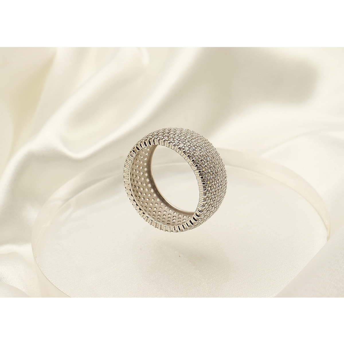 925 Sterling Silver Eternity Ring 7 Row Cubic Zirconia Micro-pave Set Engagement/ Wedding Ring (sterling-silver, 6)