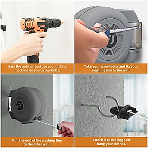 Apricus Retractable Clothesline | Clothes Line for Indoor & Outdoor Laundry Drying | 30 Meters Double Portable Clothing Lines | Heavy Duty Hanging Cloths Line | (Each 2X 15m Line)