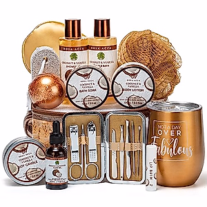Bath Gift Set Vanilla Coconut Home Spa Set, 22Pcs Spa Gift Basket for Women, Relaxing Spa Day Kit for Girls Include Lip Balm, Christmas Birthday Gift for Women from RA ROSA ACCA