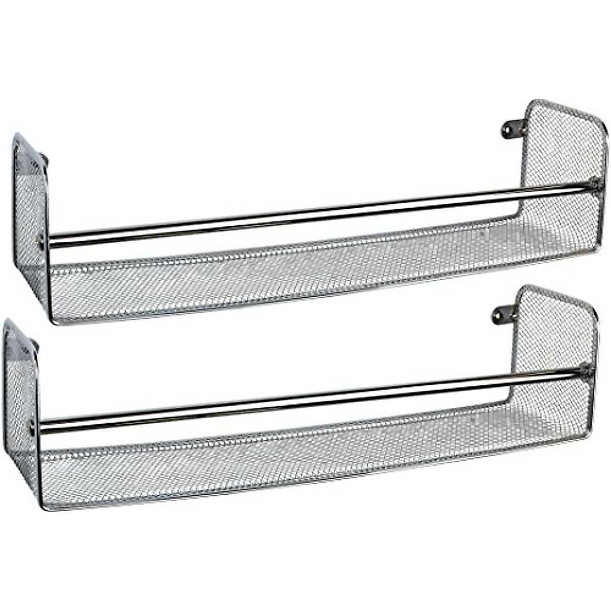 DecoBros 2 Pack Wall Mount Single Tier Mesh Spice Rack, Chrome