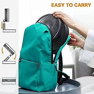 Small Fan 8" Remote Control, AC/DC, 90°Oscillating, 4 Speeds, Timer, Adjustable Tilt, 70-Inches Cord Ultra Quiet, for Home Office Bedroom Toilet Garage RV Camping (Black 8in Portable Fan)