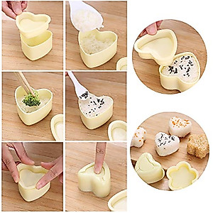 Triangle Sushi Mold,Heart-shaped Sushi Mold, Plum Blossom Sushi Mold Form Sushi Mold Onigiri Rice Mold DIY Tool, Yellow(6pcs)