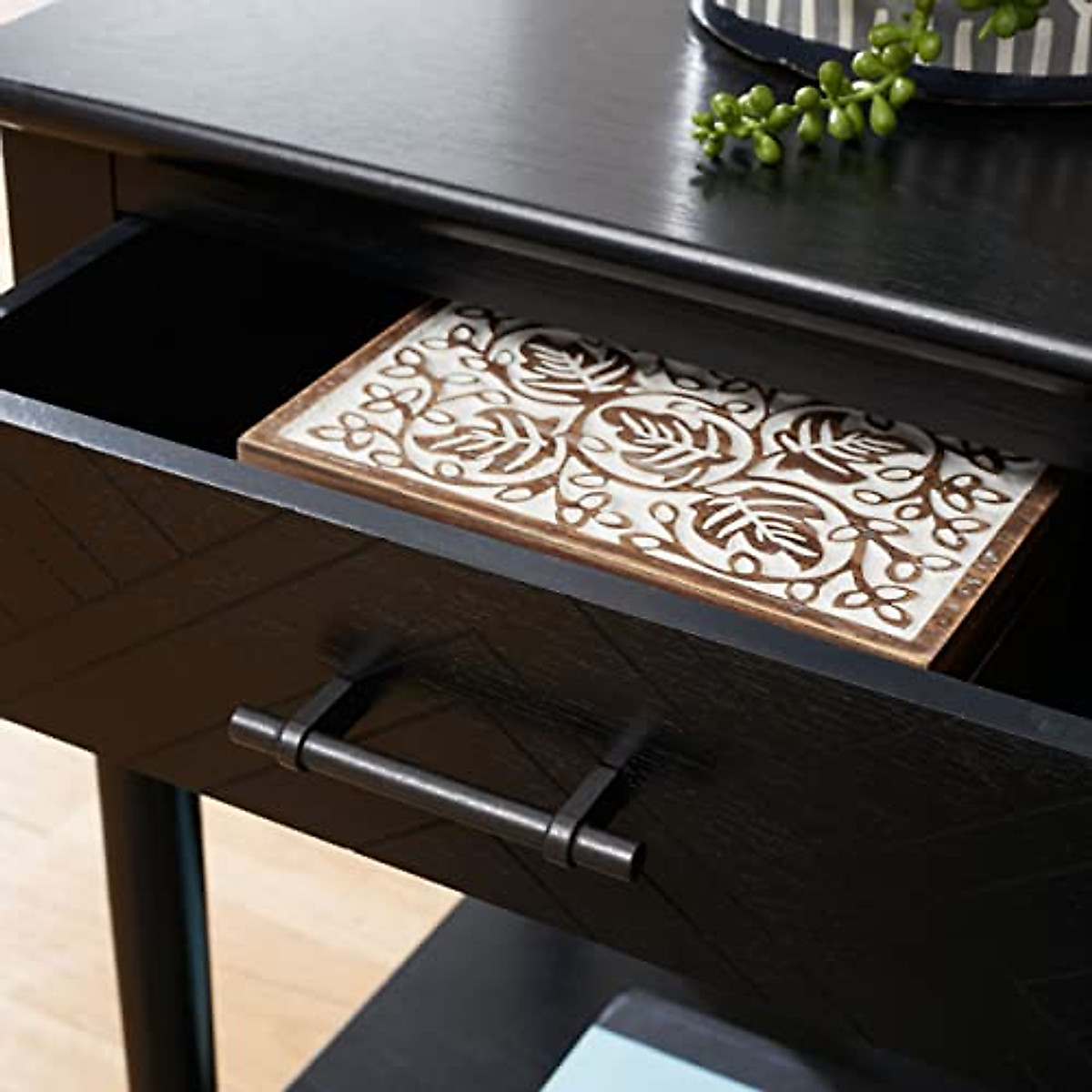 Safavieh Home Collection Peyton Black 1-Drawer Lower Shelf Accent Table ACC5704B, 0