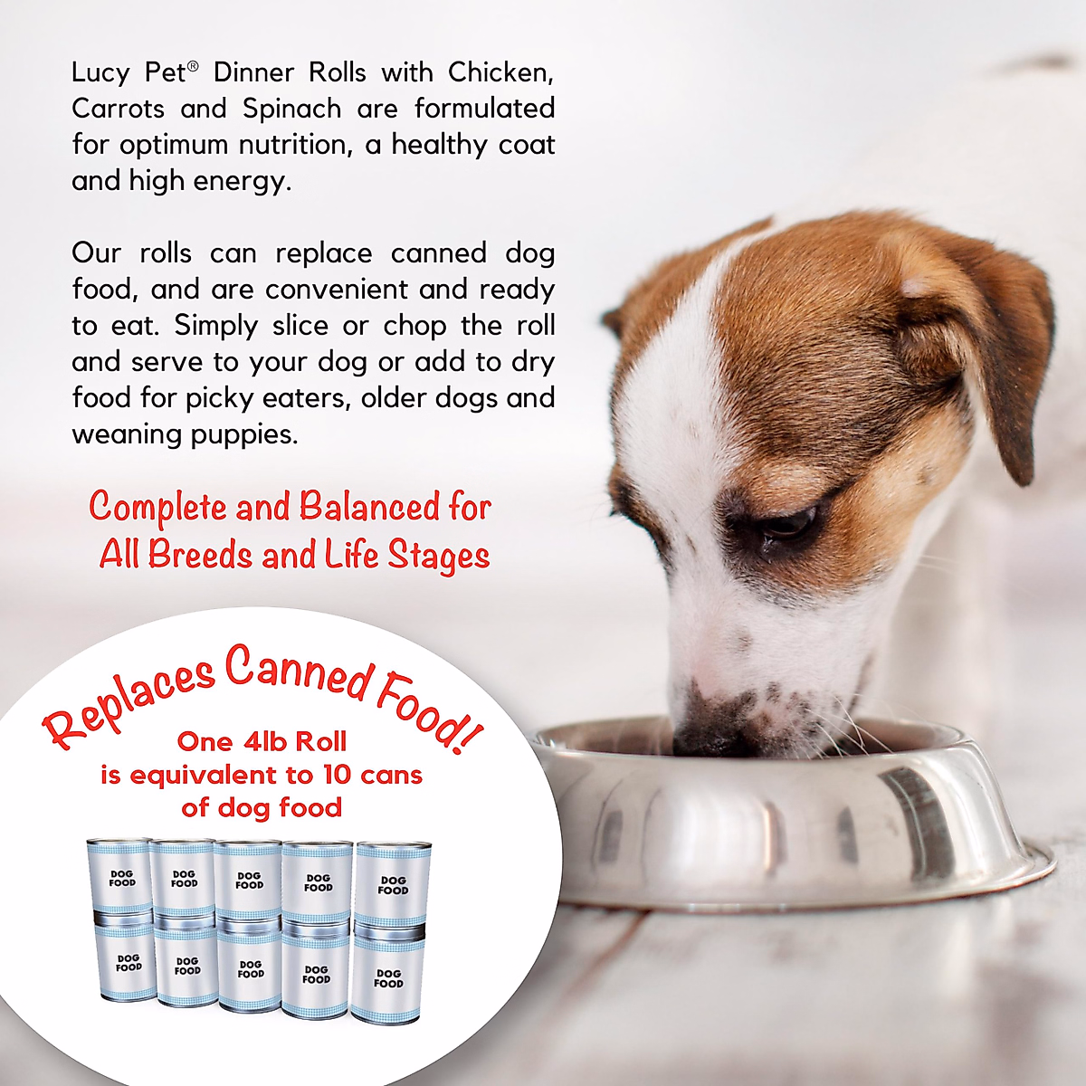 Lucy Pet Dinner Rolls-Mom's Meatloaf Chicken with Carrots and Spinach 4lb