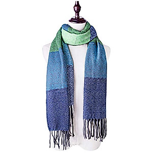 YSense Women's Long Plaid Blanket Scarf Chunky Oversized Winter Fall Warm Scarf Big Tartan Scarves Wrap Shawl Ladies Gifts