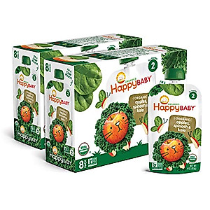 Happy Baby, Organic Stage 2 Food Simple Combos Apples 4oz , Spinach Apple Kale, 64 Ounce (Pack of 2)