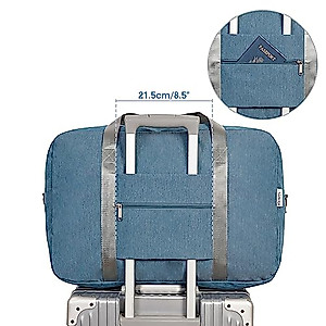 Carry on luaggage 22x14x9 Airlines Approved Foldable Carry on Bag Travel Duffel Packable Duffle Overnight for Women and Men 40L (Navy Blue)