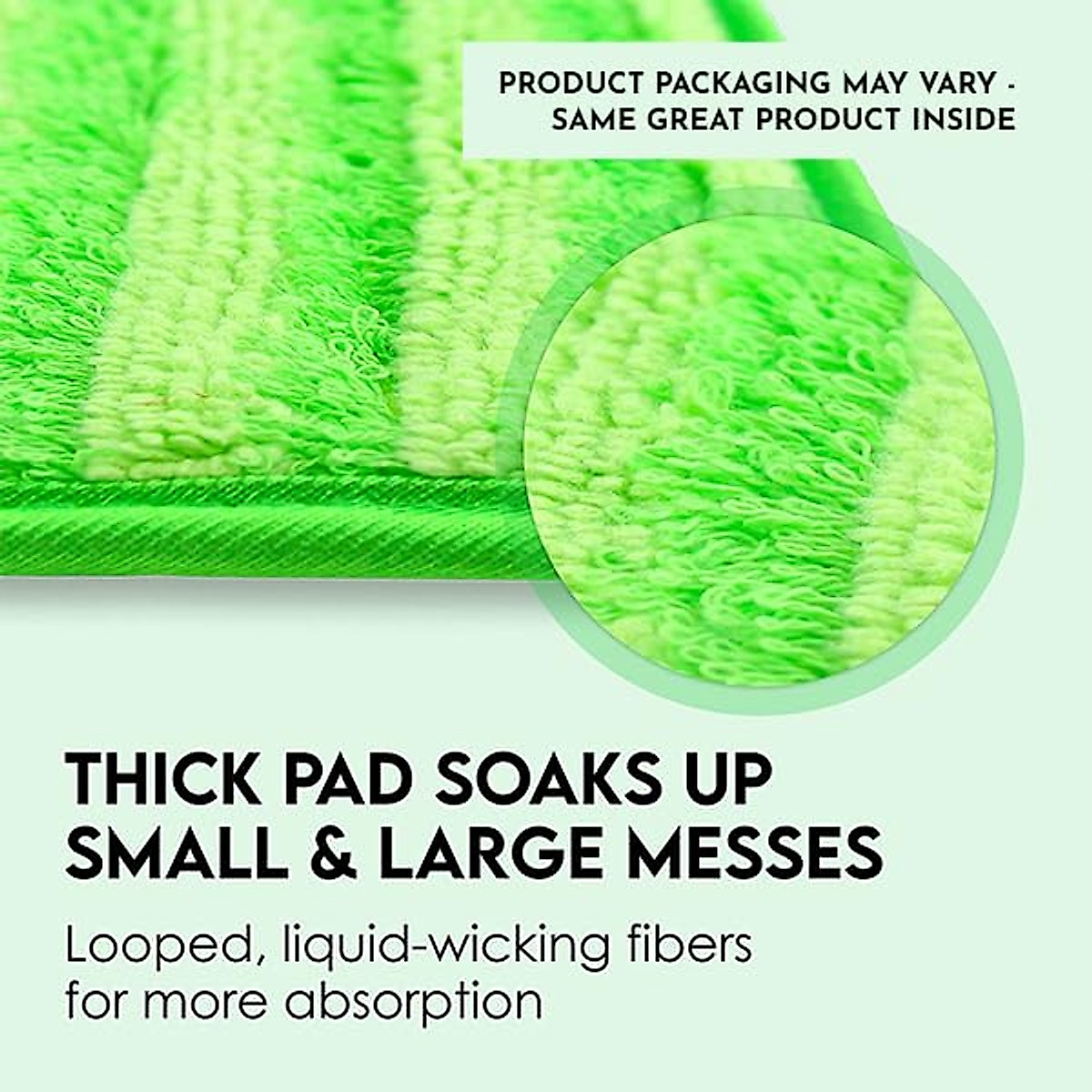 Turbo Mops Reusable Floor Mop Pads - Pack of 2, Machine Washable, 12-inch Microfiber Mop Refills - Compatible with Swiffer Wet Jet - Household Cleaning Tools﻿