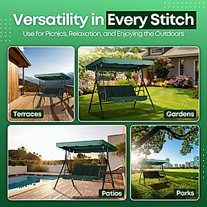 Flexzion Swing Canopy Cover (Green) 77"x43" - Deluxe Polyester Top Replacement UV Block Sun Shade Waterproof Decor for Outdoor Garden Patio Yard Park Porch Seat Furniture