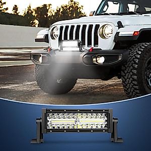 Nilight LED Light Bar 9.5 Inch Triple Row Spot Flood Combo 64LEDs Lights Fog Driving Work Backup Bumper Lighting for Off-Road Truck SUV ATV UTV
