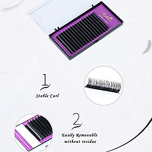 Black False Eyelashes Extensions Makeup Mink Eyelash Single Length Fake Individual Eye Lash 100% Handmade for Professional Use (D Curl 0.05mm Thickness 14mm Length)