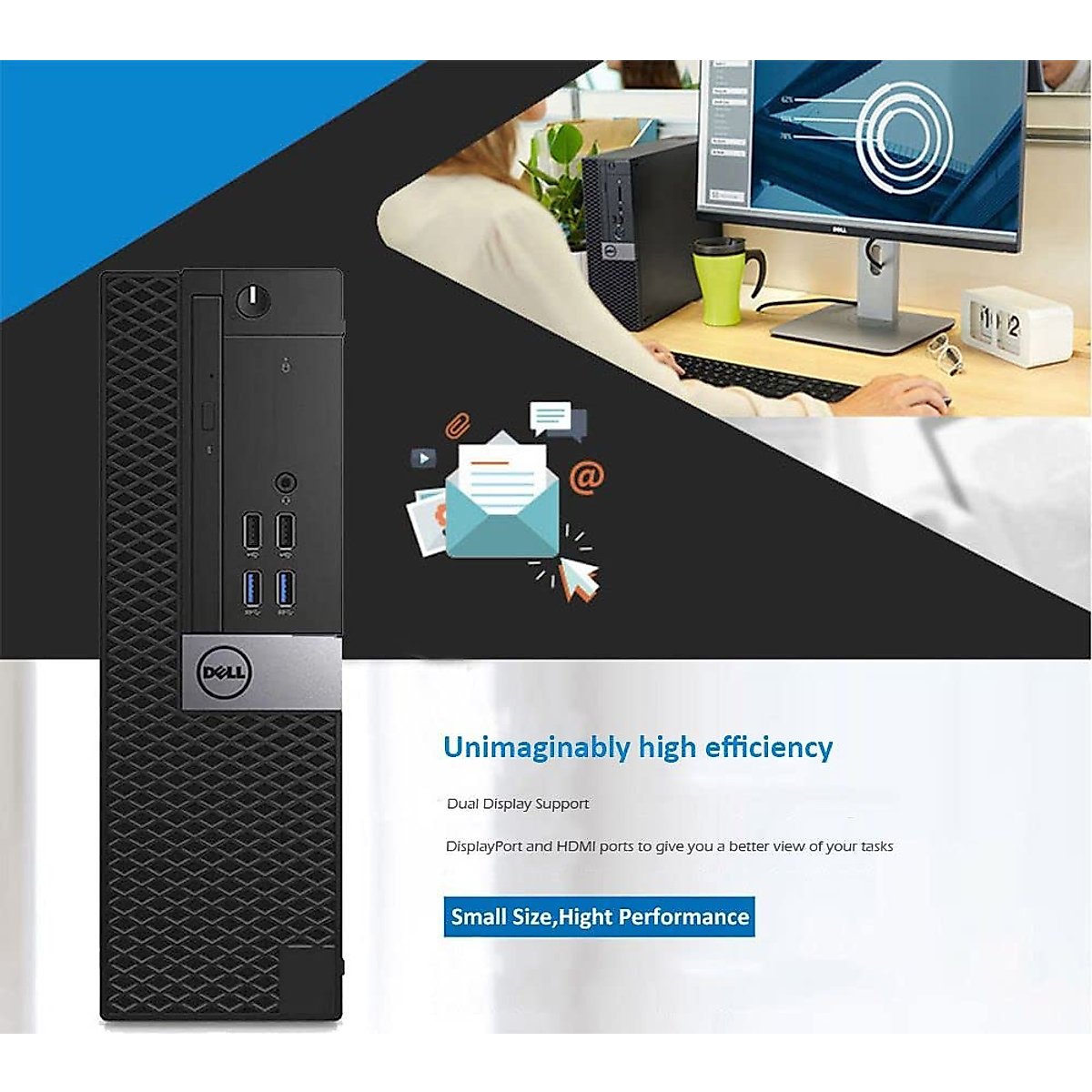 Dell OptiPlex 5040 Desktop Computer with Intel Core i7-6700, 16GB RAM, 1TB M.2 NVMe SSD, AC8260 WiFi, Bluetooth, HDMI, Windows 10 Pro - Compact Desktop with Powerful Performance