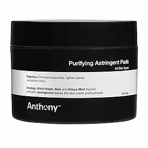 Anthony Witch Hazel Pads Pore Cleaner: 60 Count, Purifying Astringent Cleansing Toner Pads – Aloe Vera, and Citrus Mint, Eliminate Impurities, Minimize Pores and Control Shine