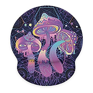 SEPTYK Magic Mushrooms Psychedelic Art Pattern Ergonomic Mouse Pad with Wrist Support Rest Gel Non-Slip Rubber Base Mousepad for Computer Laptop Home Office Gaming Pain Relief