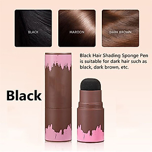 2PCS Hair Shadow Powder Stick, Waterproof Root Touch Up and Shading Sponge Pen for Covering Gray Hair, Thin Hair Areas (Black)