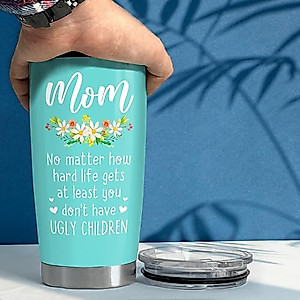 SANDJEST Mom Tumbler Gift for Mom from Son, Daughter - Mom Ugly Children 20oz Insulated Travel Mug Great Christmas, Mother's Day, Birthday - Awesome Mother's Day, Tumblers Gifts Idea
