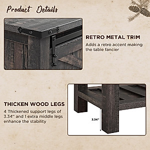 OKD Entryway Table with Sliding Barn Doors, 46" Farmhouse Console Table with Storage Shelf, Rustic Sofa Table Behind Couch, Entry Table for Hallway, Entry Way, Living Room, Foyer, Dark Rustic Oak