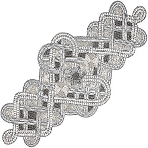 Alpha Living Home Handmade Fancy Scrolled Embroidery Beaded Table Runner for Tabletop and Kitchen Grey/Silver - Home Decor Mat for Wedding Party Family Gathering - Pack of 1 Measure 15.5 x 35 inches