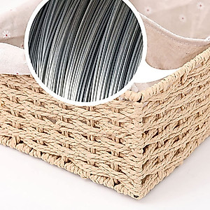 curfair Storage Box Storage Container Convenient Sundries Box Sturdy Construction Good Load Capacity Fabric Multifunction Handmade Clothes Toys Rattan Storage Basket Household Supplies-Khaki-L