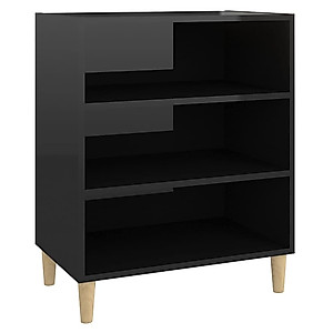 TIFITGO Asomie Sideboard High Gloss Black 22.4"x13.8"x27.6" Engineered Wood Home Furniture Cabinets Fashion Kitchen Indoor Storage Buffets Sideboards Storage Cabinet US Stock Fast Shipment Black