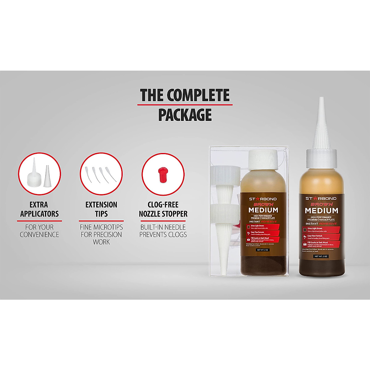 Starbond 2 oz. "Light Brown" Medium CA Glue (Premium Cyanoacrylate Super Glue) Crack Filler 150 CPS Viscosity for Woodworking, Woodturning, Carpentry, Guitar