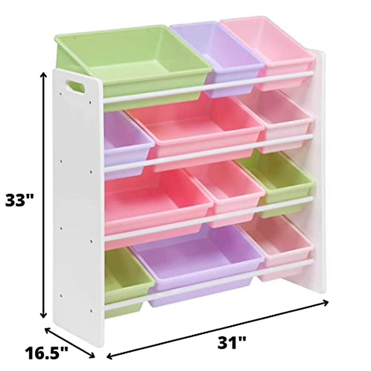 HOMESMITHS White Toy Storage Organizer for Kids, Set of 12 Pastel Bins | Perfect for Home, Play Schools and Kindergarten