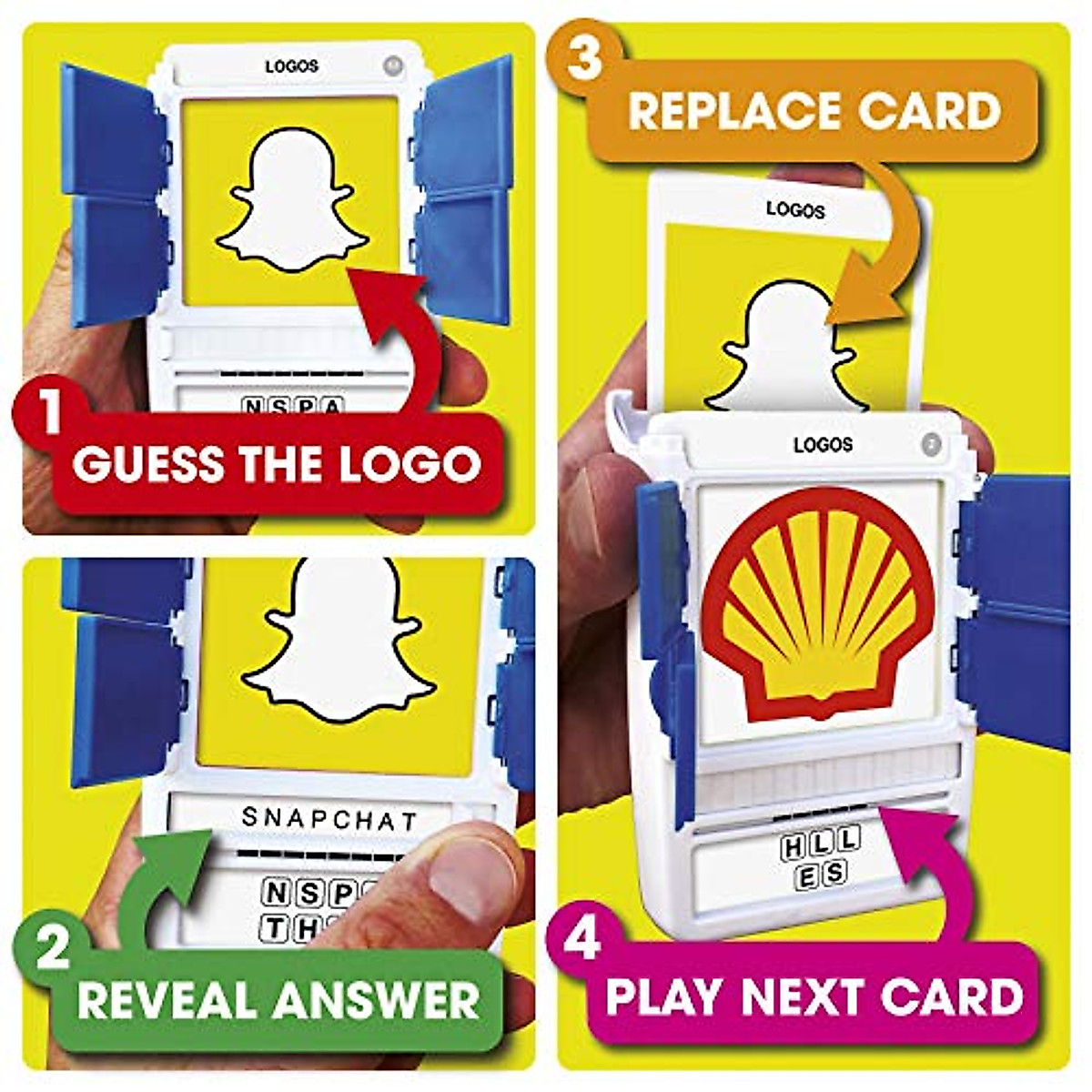 100 PICS Logos Travel Game - Guess 100 Logos | Flash Cards with Slide Reveal Case | Card Game, Gift, Stocking Stuffer | Hours of Fun for Kids and Adults | Ages 6+