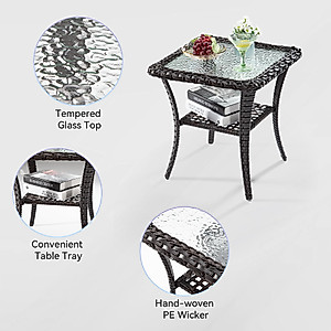 MeetLeisure Patio Swivel Glider Wicker Chairs - Outdoor Swivel Rocking Chairs Set of 4 with 2 Wicker Side Tables, Patio Swivel Rocker Chair 6 Piece Patio Furniture Sets(Brown/Beige)