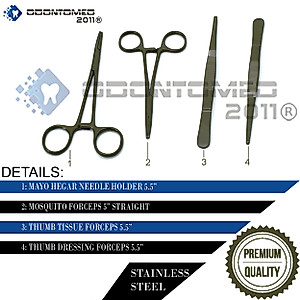 OdontoMed2011 Student Kit- First Aid Kit 24 Pcs Advanced Lab Student Kit for Anatomy & Biology Students Lab Veterinary Botany Stainless Steel Instruments & 11 Bonus Scalpel Handle MLT-01