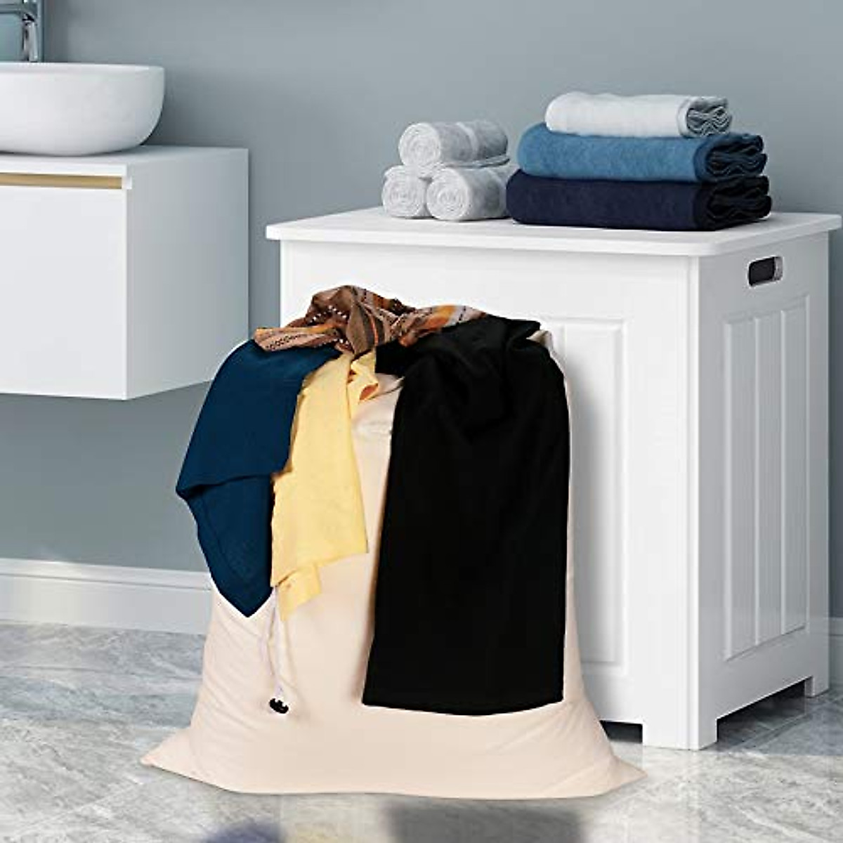 Glamburg 2 Pack 100% Cotton Heavy Duty Laundry Bags Extra Large 28x36 Easy to Carry, Versatile Multi Purpose Natural Cotton Laundry Bag drawstring for Delicates