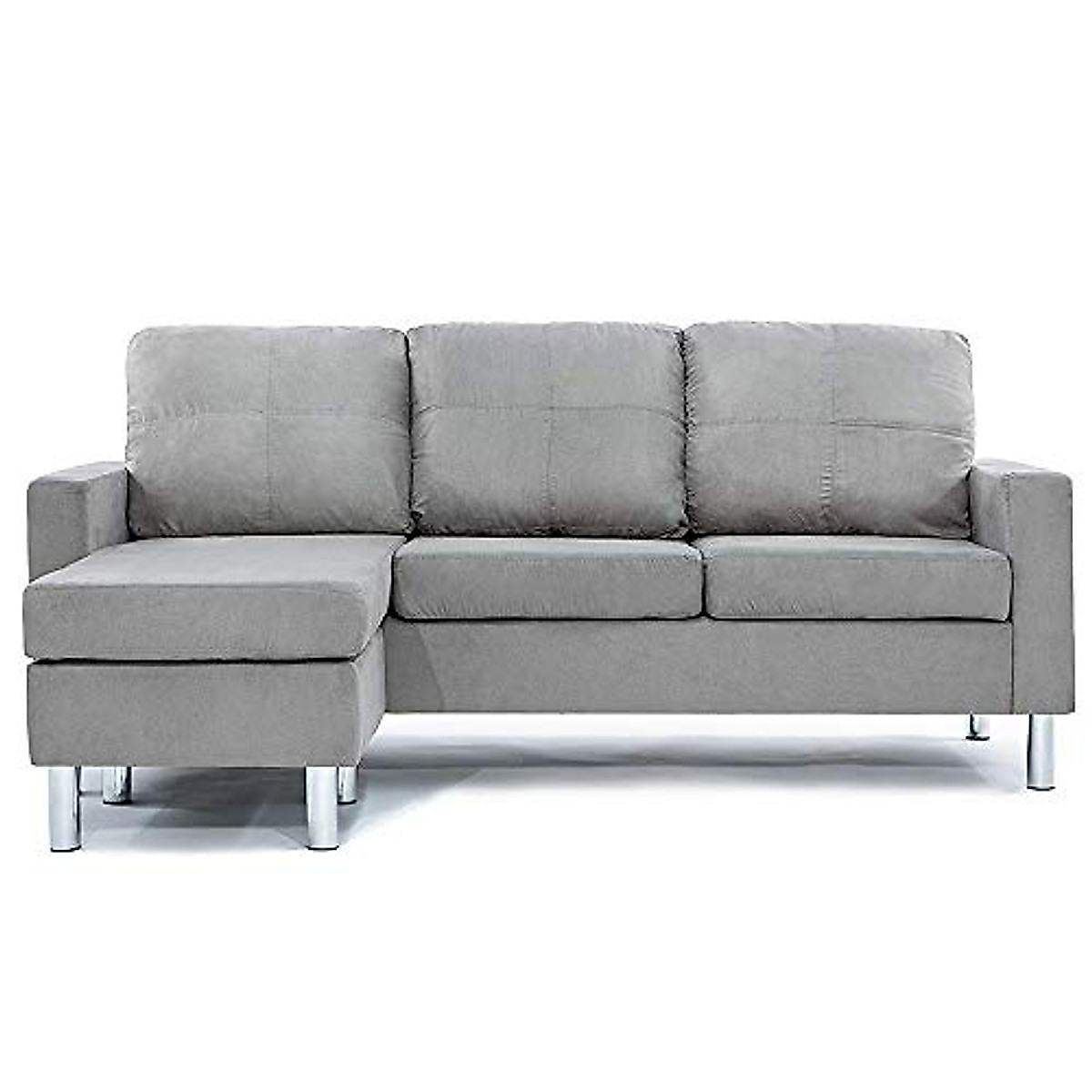 Divano Roma Furniture Small Space Modern Sectional Sofa, Gray