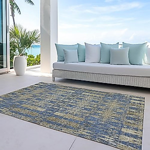 Addison Rugs Chantille ACN580 Blue 9' x 12' Indoor Outdoor Area Rug, Easy Clean, Machine Washable, Non Shedding, Bedroom, Living Room, Dining Room, Kitchen, Patio Rug
