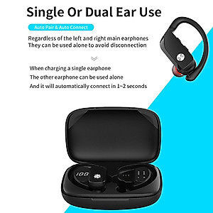 FK Trading Wireless Earbuds for iPad Pro 12.9 (2022) Bluetooth Headphones 48hrs Play Back Sport Earphones with LED Display Over-Ear Buds with Earhooks Built-in Mic
