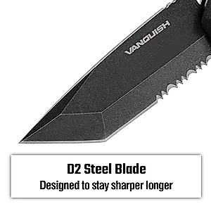 VANQUISH Folding Pocket Knife with 3 Inch Serrated Steel Blade for Survival Hunting Camping Fishing Hiking Adventure Self Defense Small Utility Pocket Knives with Clips for Men/Women Dad Husband(6052)