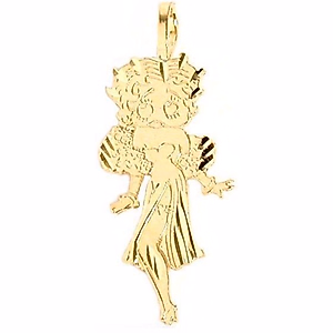 FindingKing 14K Gold Betty Boop Charm with 18" Gold Chain & Box