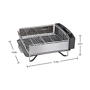 KitchenAid Compact Stainless Steel Dish Rack, Satin Gray, 15-Inch-by-13.25-Inch -