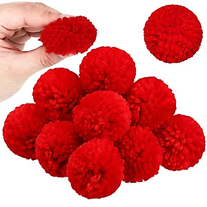 20 Pieces Yarn Pom Poms Christmas Yarn Pom Poms Pom Pom Balls for DIY Handmade Crafts Home Christmas Thanksgiving Party Holiday Hanging Decorations (Red,1.5 Inch)